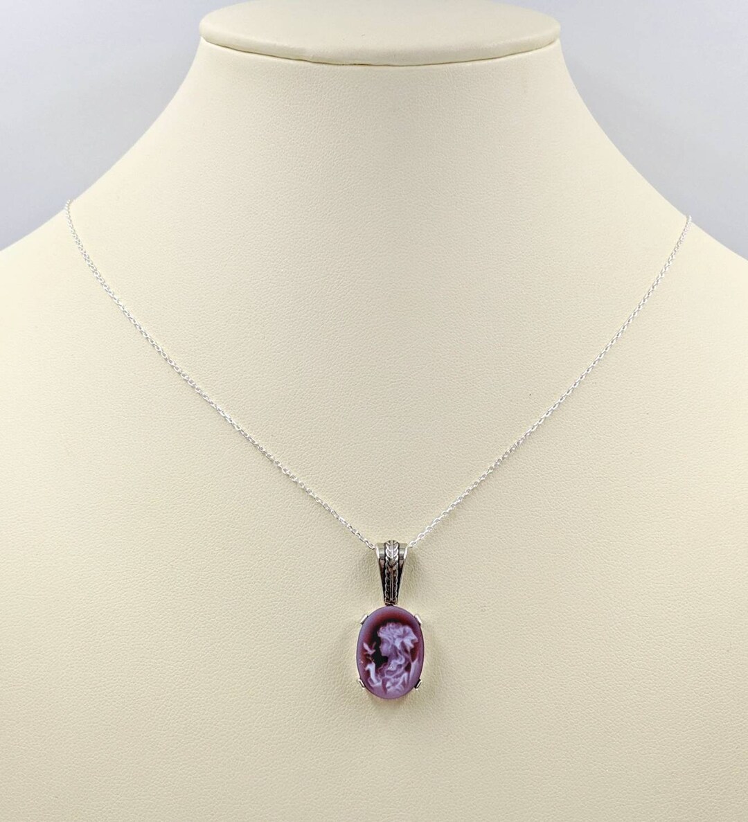 Cameo Necklace; Genuine Red Agate Cameo Necklace W 925 Sterling Setting ...