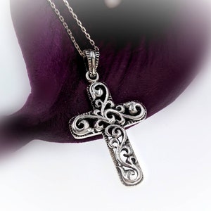 Sterling Silver Cross Necklace With 925 Filigree Detail; 925 Filigree ...