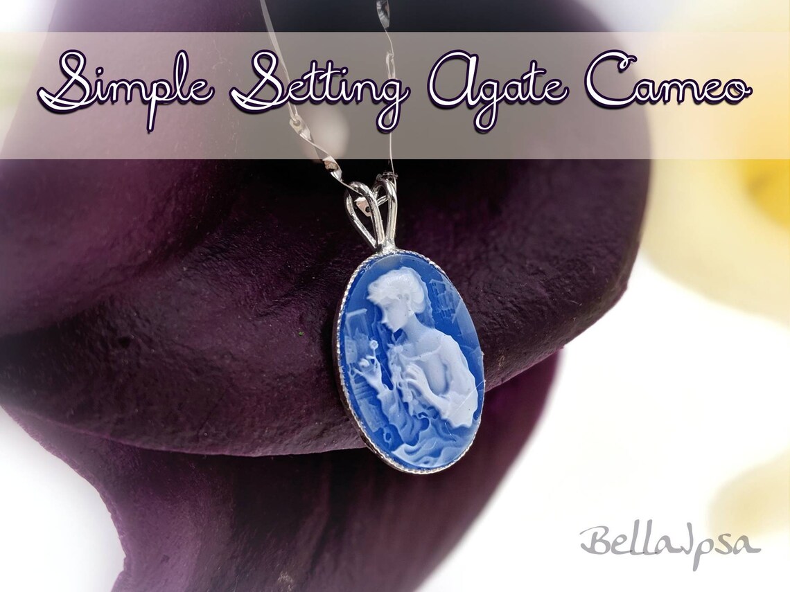 Blue Victorian Cameo Genuine Agate Cameo Necklace Blue Woman | Etsy
