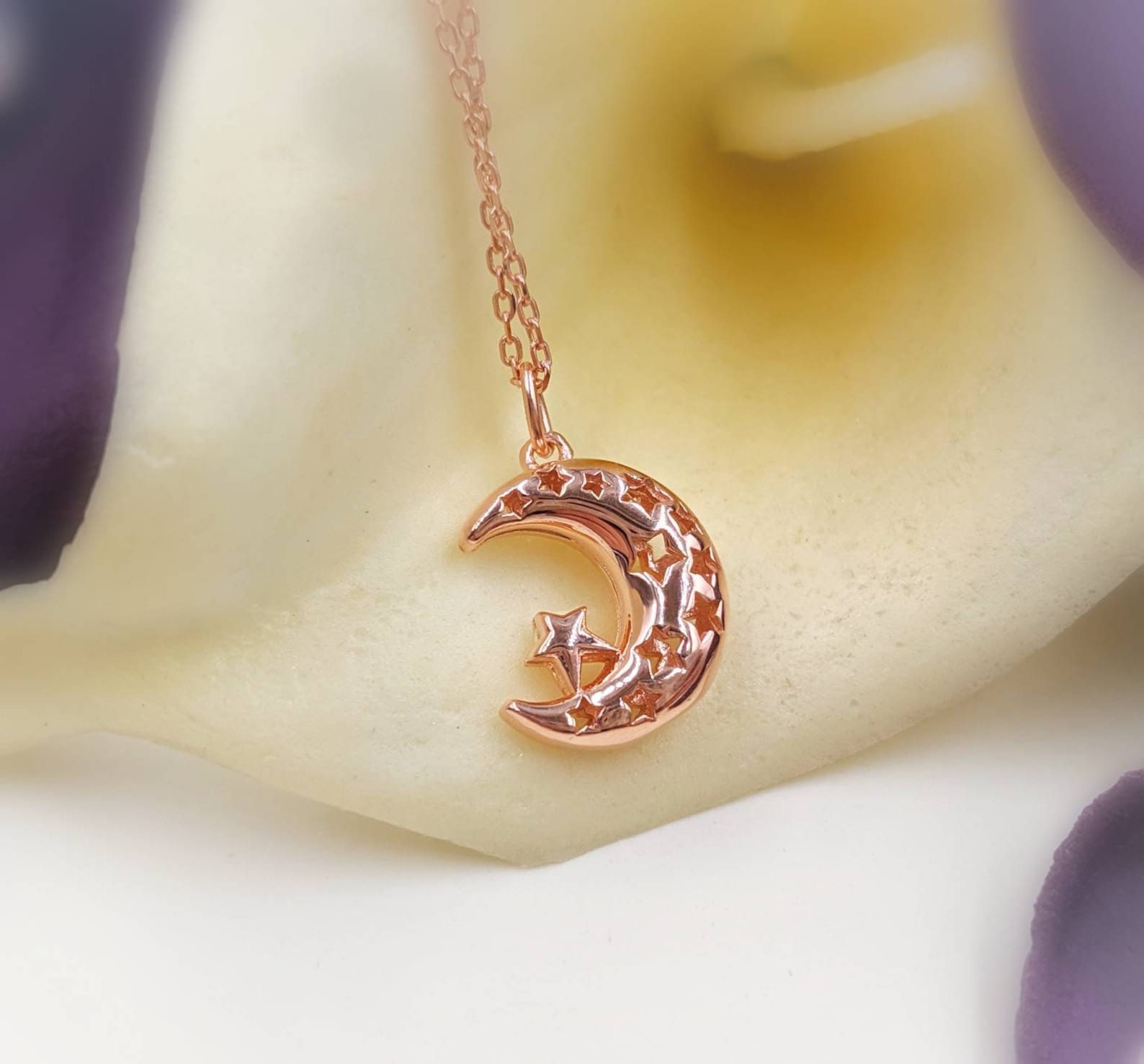 Gold Crescent Moon Necklace; Textured Gold Crescent Moon Necklace; 925 ...