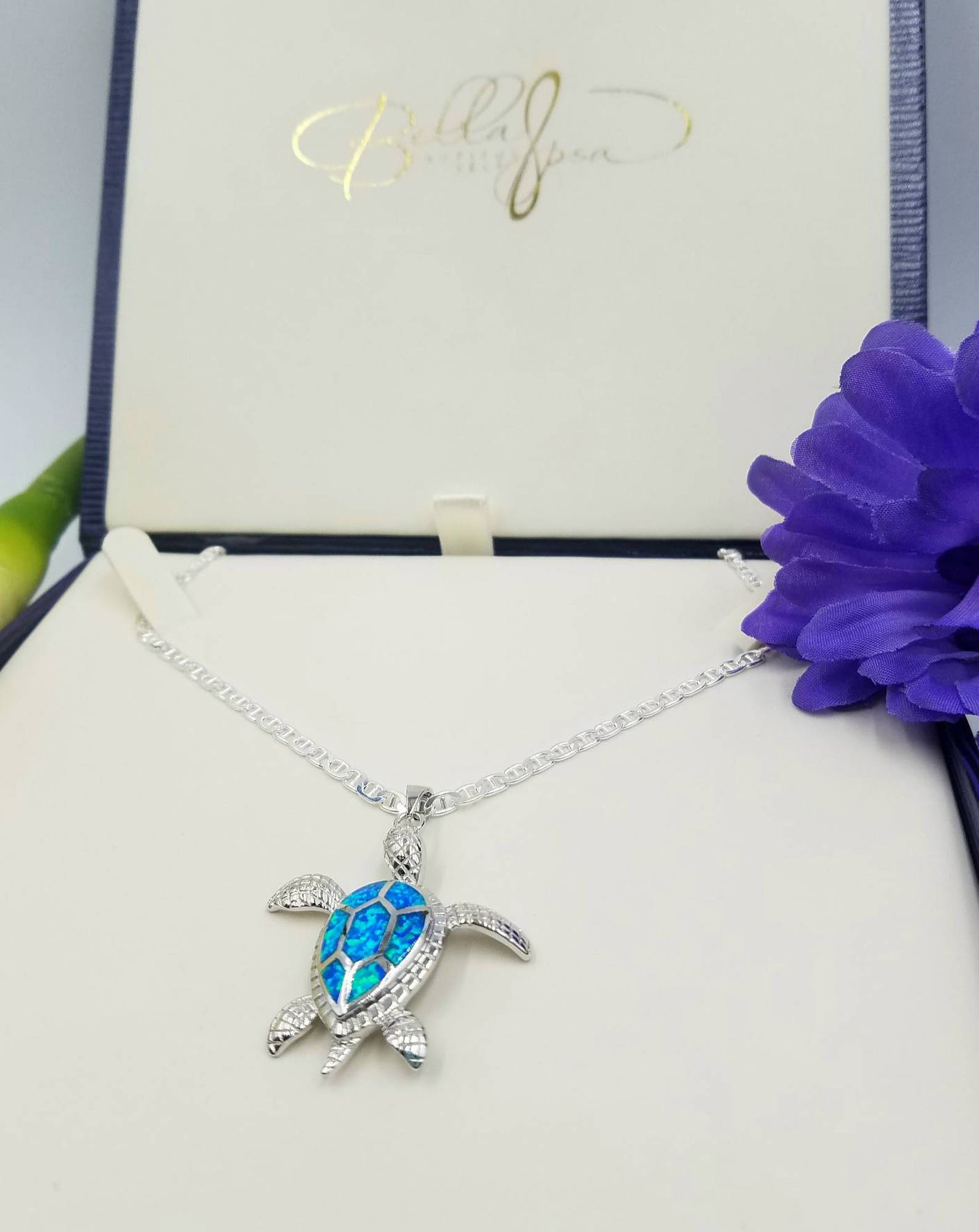 Sterling Silver Mariner Chain Necklace W Antiqued Look Blue Fire Opal ...