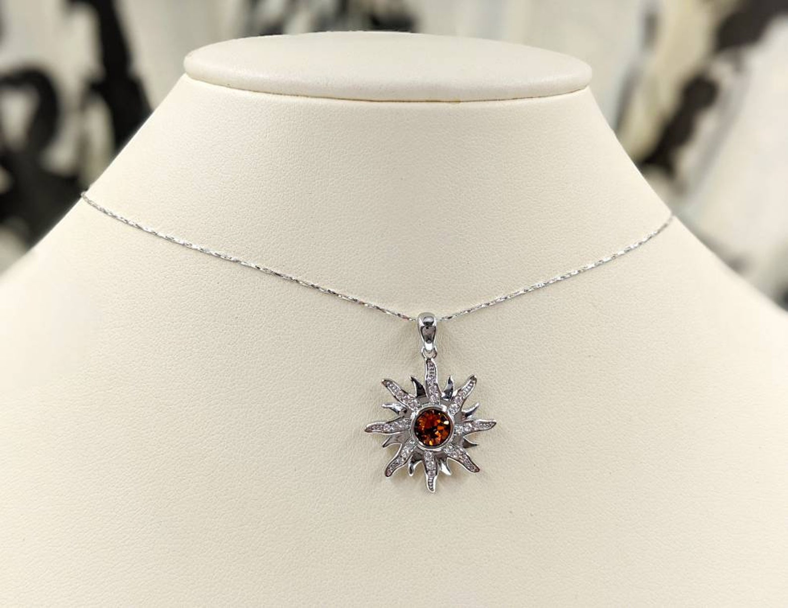 925 Star Necklace Starburst Necklace with Citrine Silver | Etsy