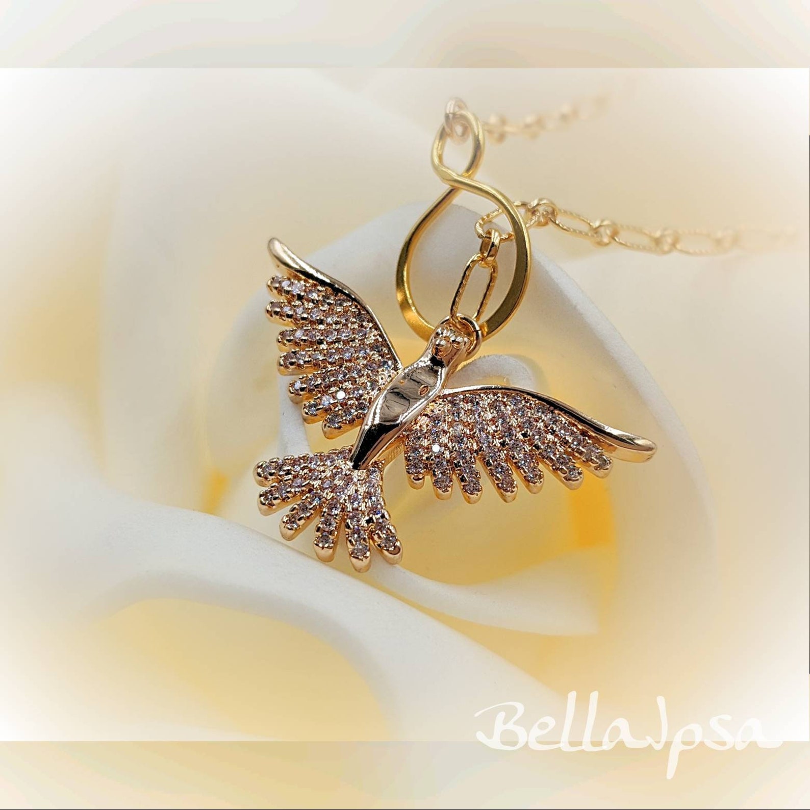 Gold Phoenix Necklace, 925 & Gold Phoenix Rising Pendant; Gold Bird ...