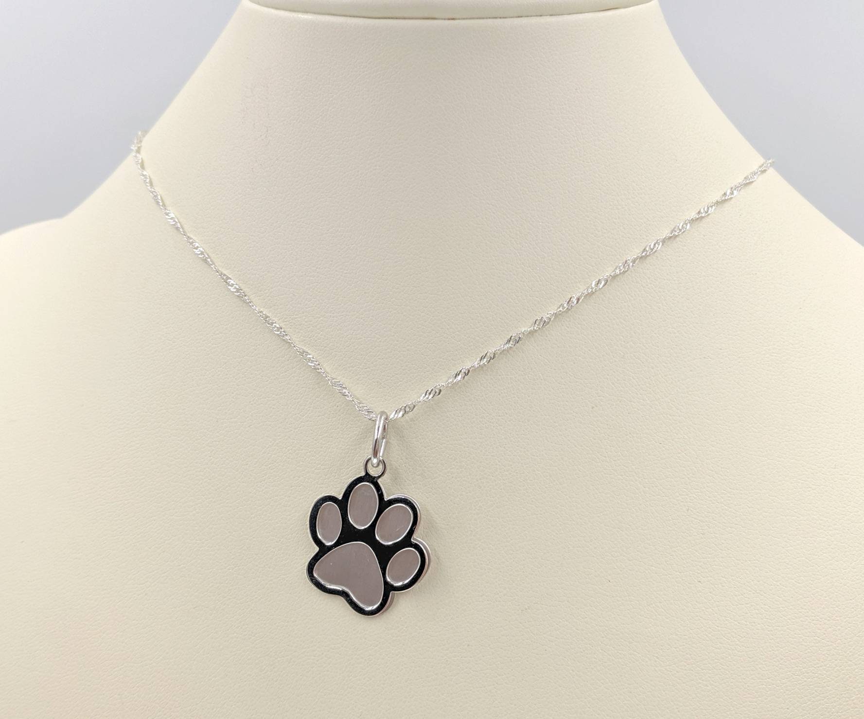 925 Silver Layered Paw Necklace; Dog Paw Pendant W Silver Chain; Paw ...