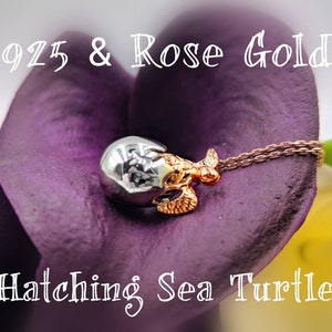 Rose Gold Turtle; Rose Baby Sea Turtle Necklace; 925 Baby Turtle in ...