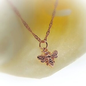 14K Vermeil Rose Gold Honey Bee 925 Necklace; Sterling Bumble Bee; Rose ...