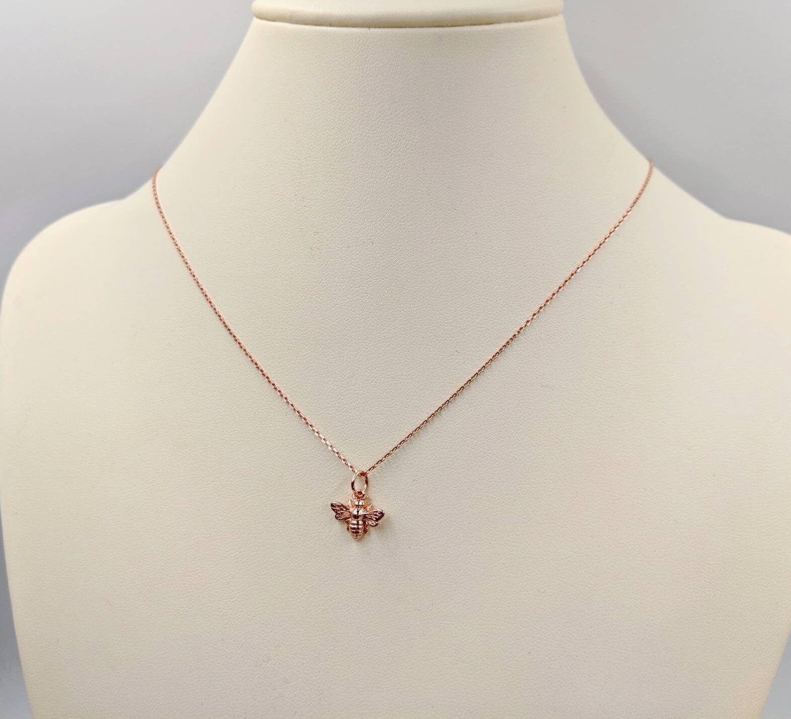14K Vermeil Rose Gold Honey Bee 925 Necklace Sterling Bumble | Etsy