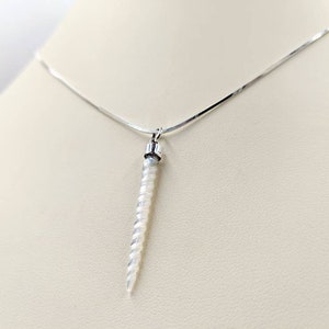Mother of Pearl & 925 Unicorn Horn Necklace; Unicorn Horn Pendant ...