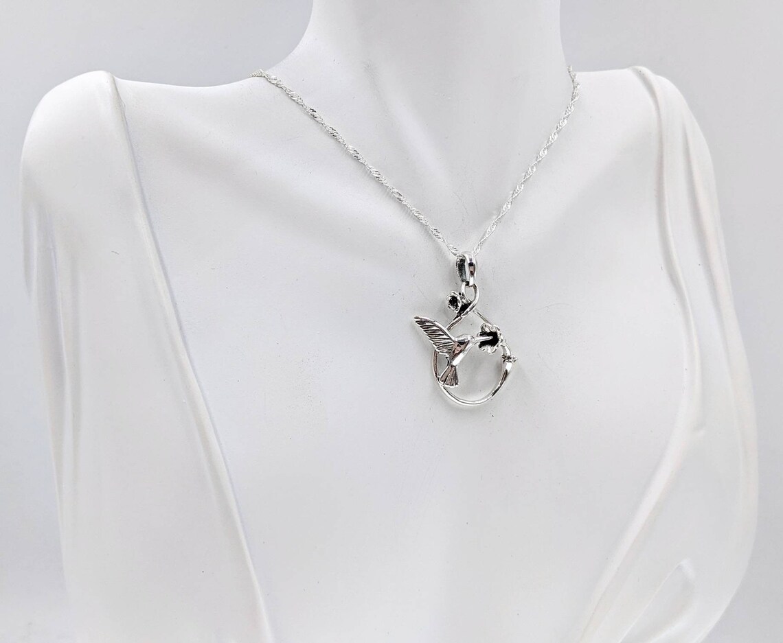 Hummingbird Infinity Necklace Sterling Silver Hummingbird | Etsy