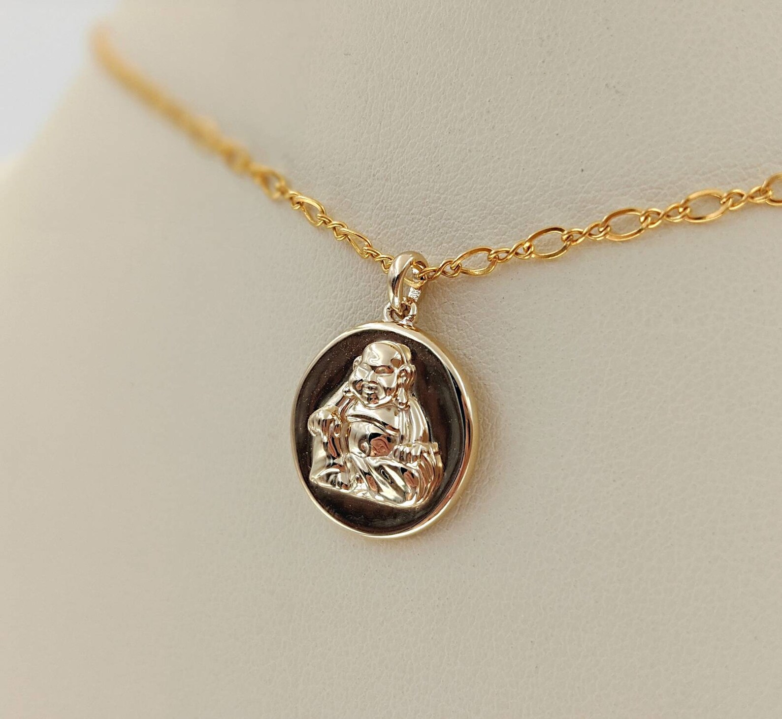Solid 14K Gold Buddha Necklace; Solid Gold Buddha; Necklace With Gold ...
