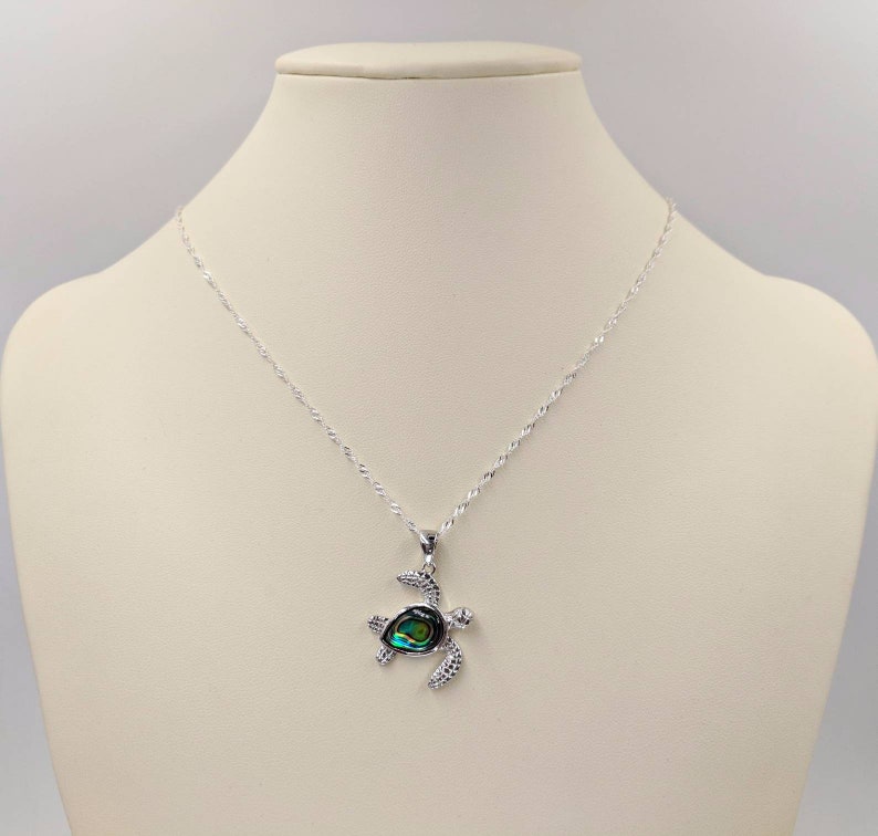 Sterling Abalone Shell Turtle Necklace 925 Abalone Turtle | Etsy