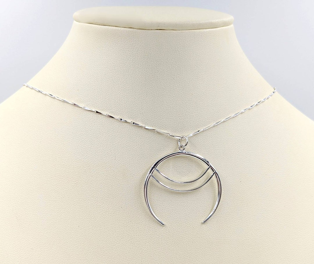 Large Upside Down Crescent Moon Necklace; Sterling Silver Crescent Moon ...