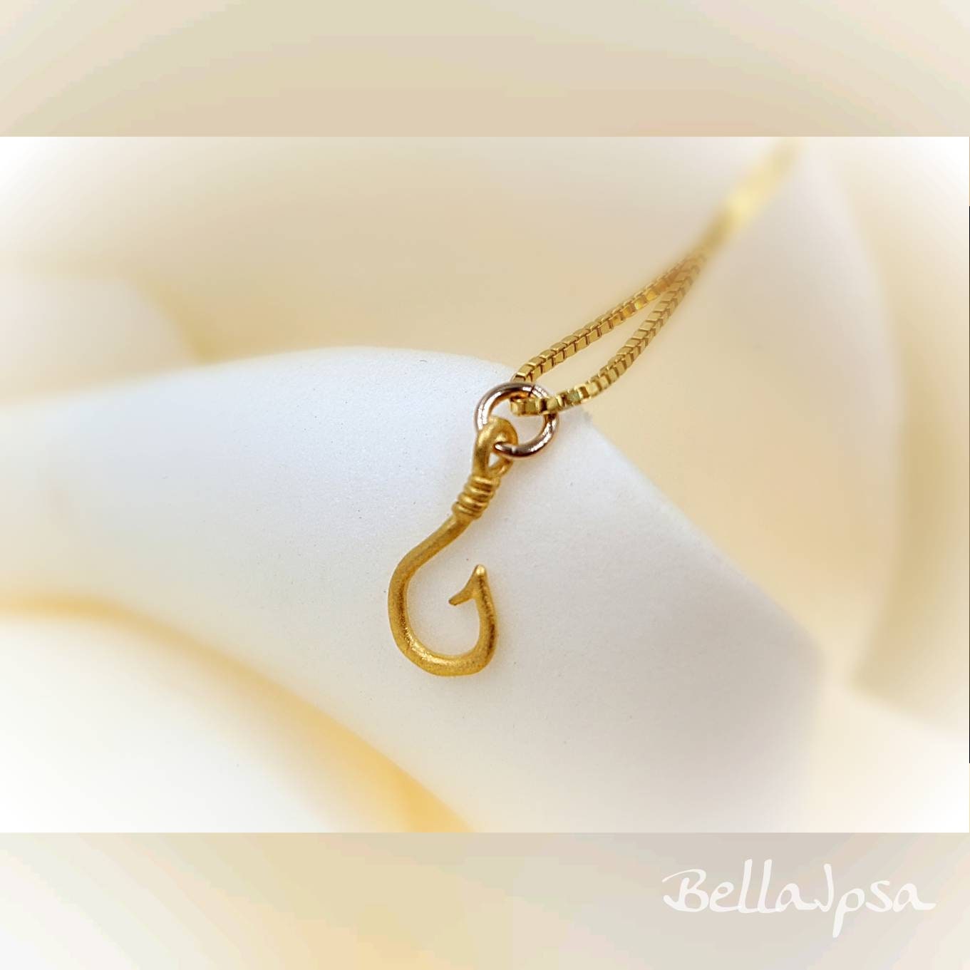 24K Gold Fish Hook Necklace 925 Gold Vermeil Fish Hook - Etsy