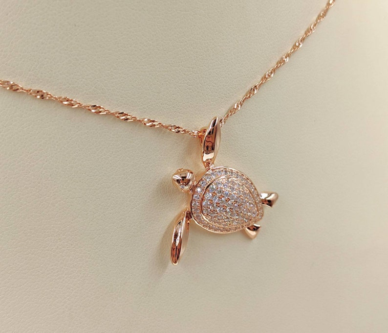 Rose Gold Sea Turtle Necklace 925 Sterling & Rose Turtle 925 | Etsy