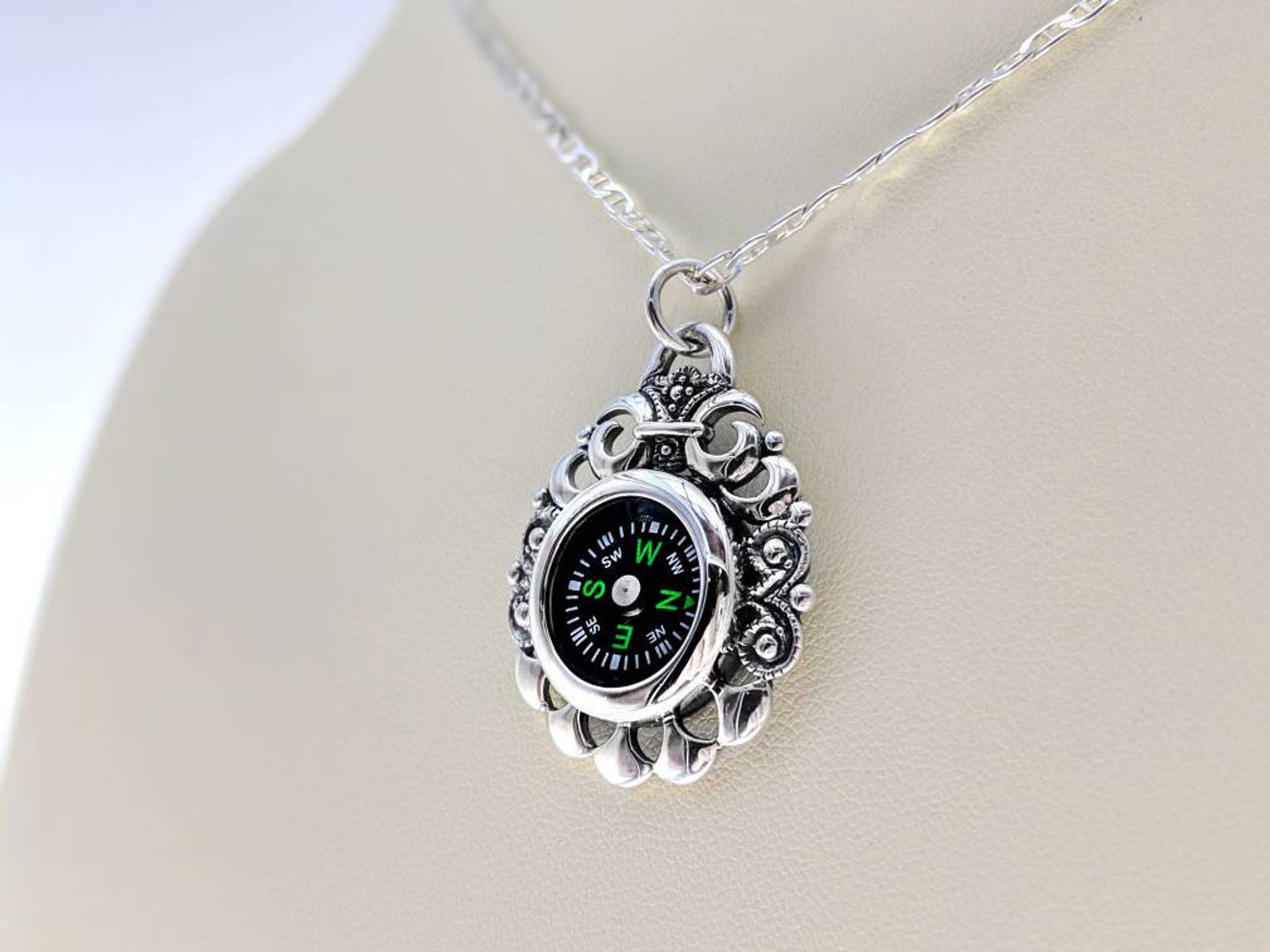 925 Victorian Compass Necklace 925 Real Compass Working - Etsy