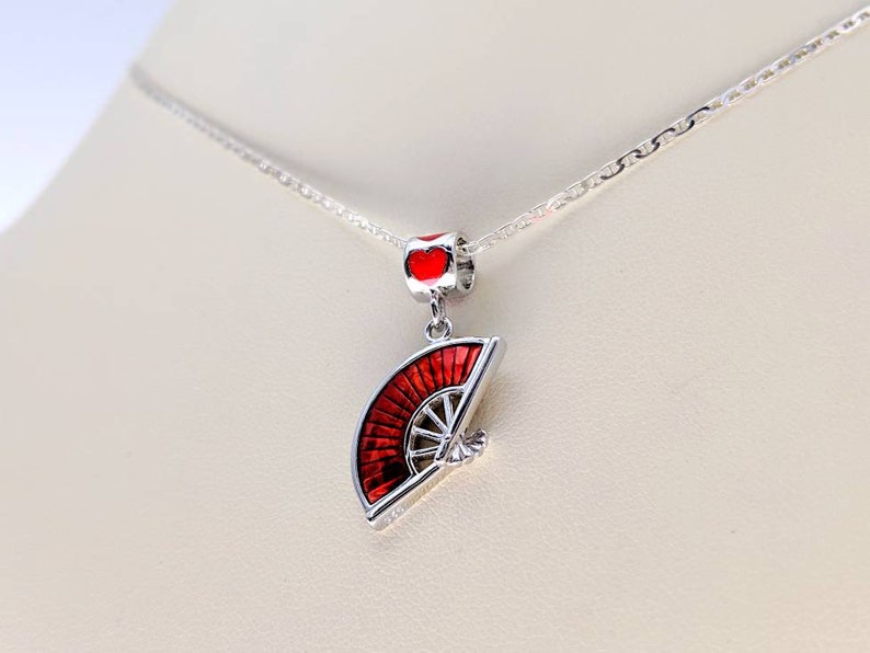 Reversible Fan Necklace Folding Fan Charm Necklace W 925 - Etsy