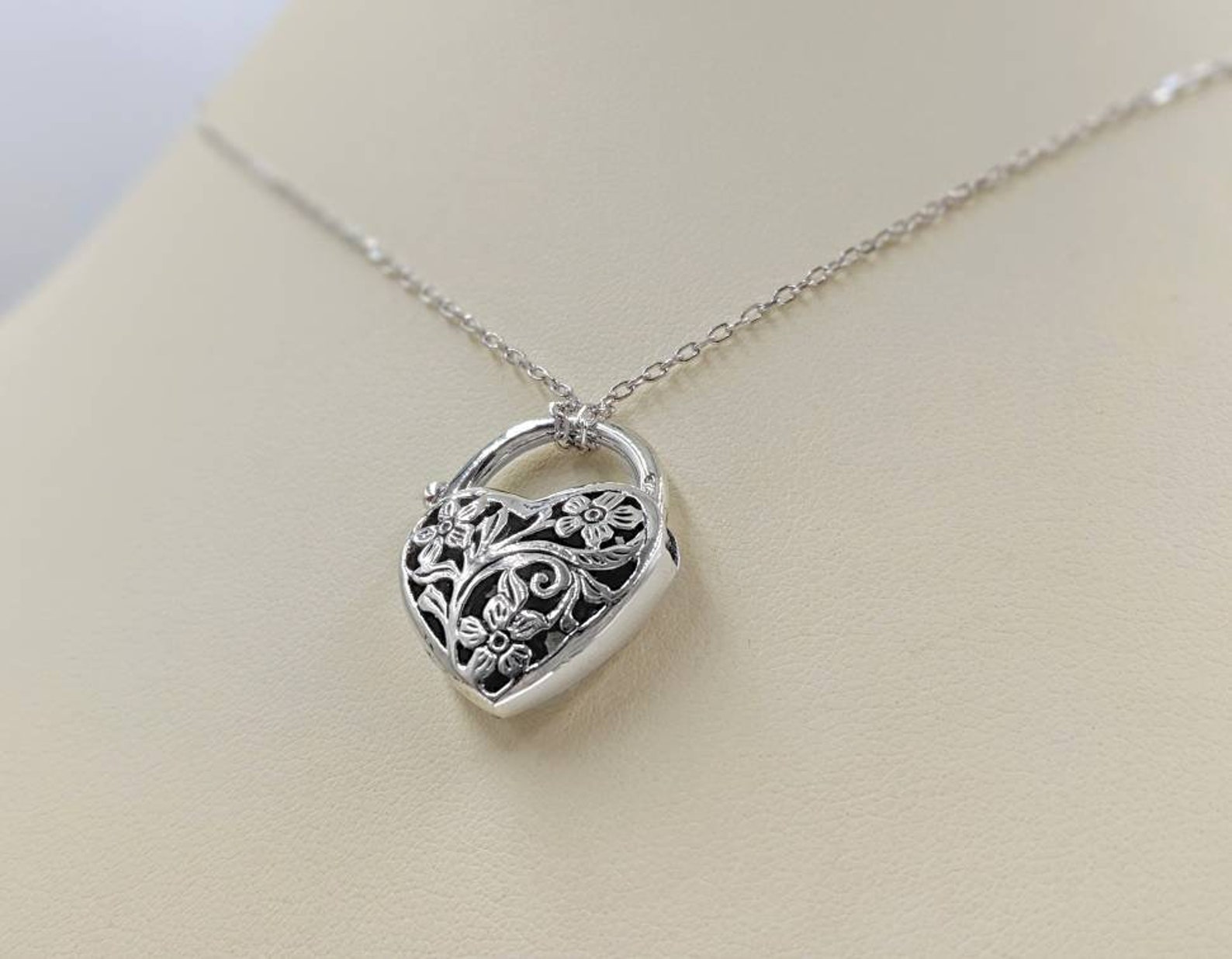 925 Heart Padlock Necklace Silver Lock Pendant Key to My Heart Necklace ...