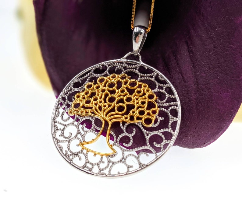 Two Tone Silver & Yellow Gold 925 Tree of Life Necklace Wire | Etsy