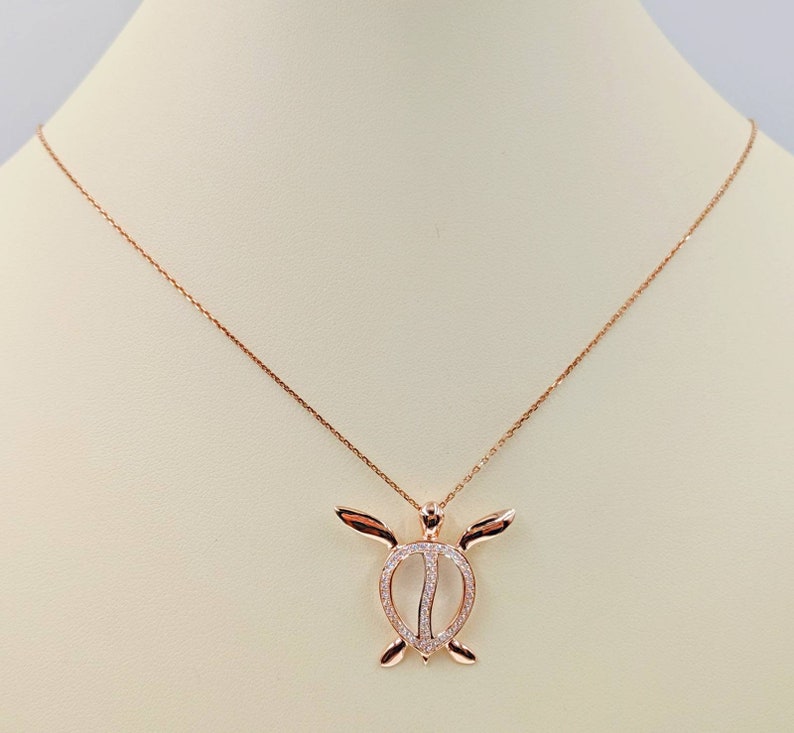 Rose Gold Sea Turtle Necklace 925 Sterling & Rose Turtle 925 - Etsy