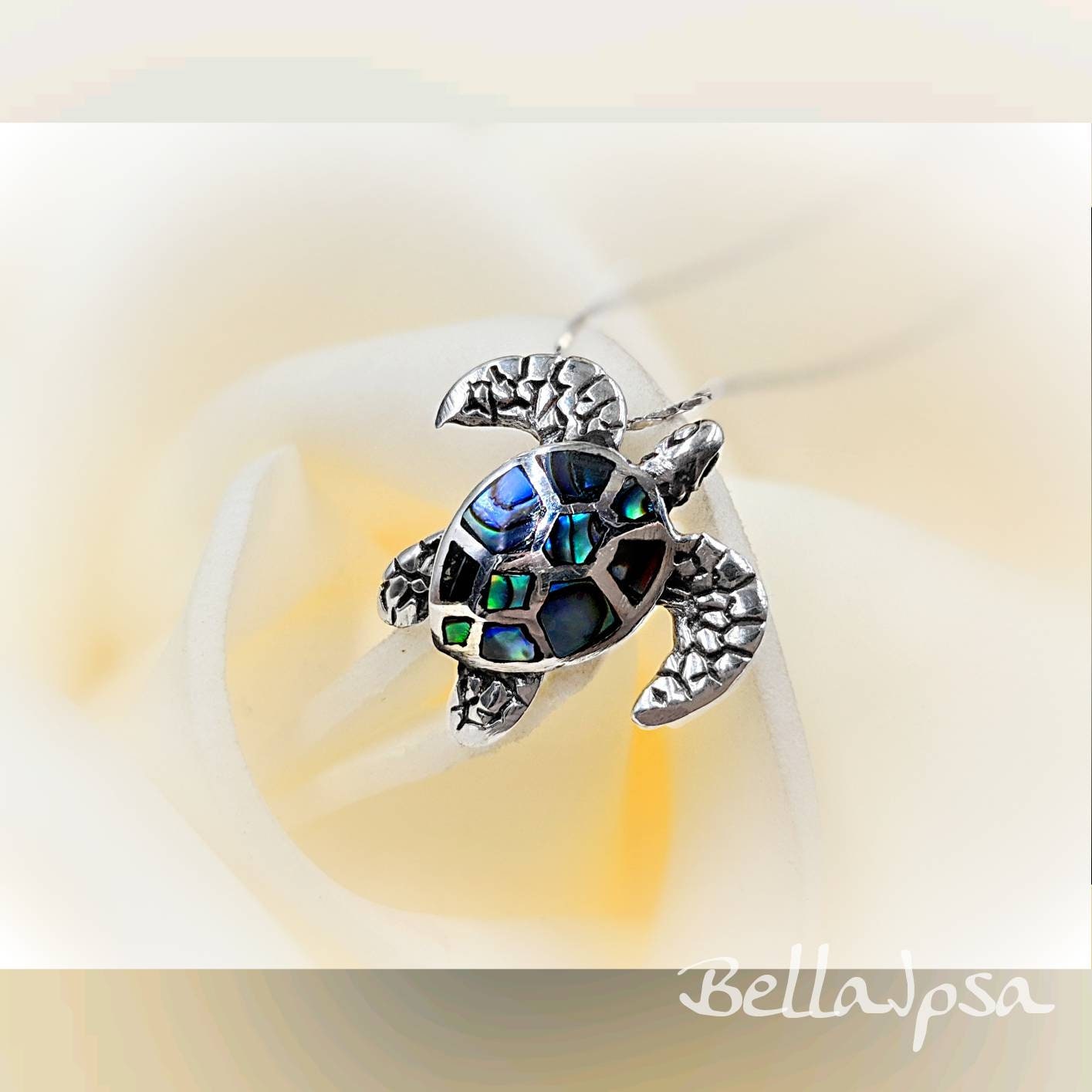 Sterling Abalone Shell Turtle Necklace; 925 Abalone Turtle Pendant; Sea ...