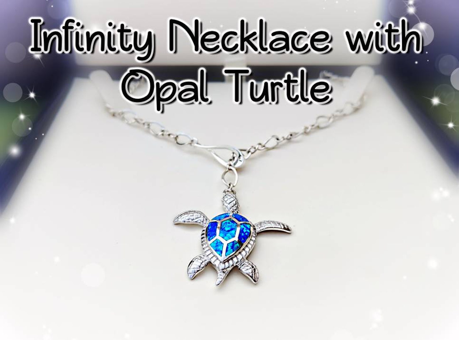 Sea Turtle Infinity Lariat Necklace Blue Fire Opal 925 Turtle - Etsy