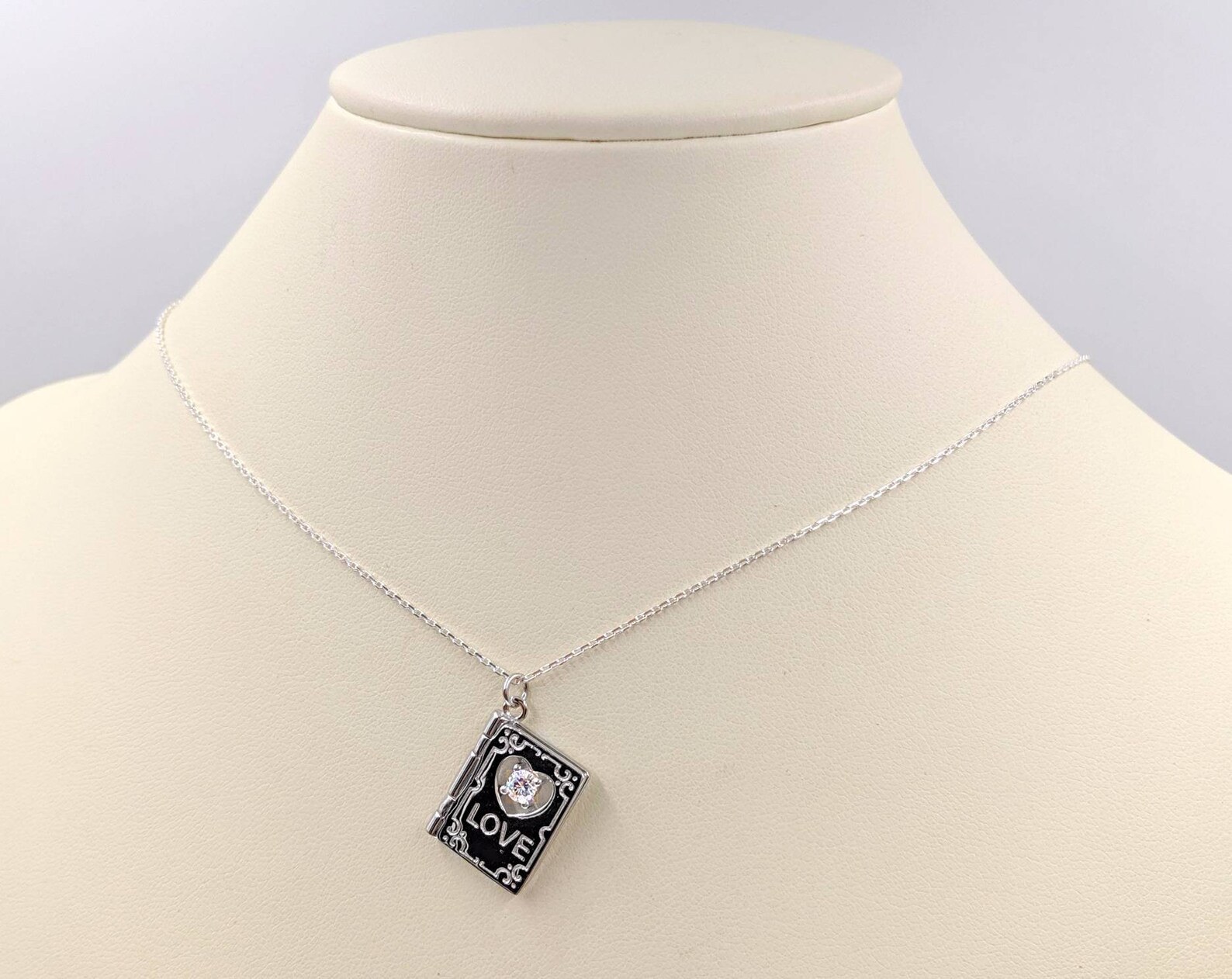 925 Book Locket Necklace; Love Story Secret Love Note; Necklace W ...