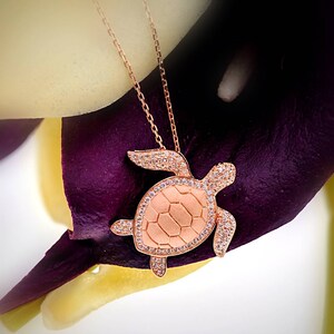 Rose Gold Sea Turtle Necklace 925 Sterling & Rose Turtle 925 - Etsy