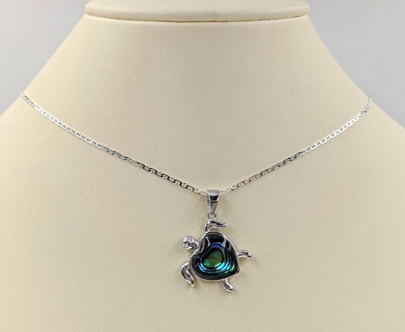 Sterling Abalone Shell Turtle Necklace 925 Abalone Turtle | Etsy