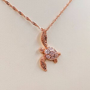 Rose Gold Sea Turtle Necklace; 925 Sterling & Rose Turtle, 925 Rose ...