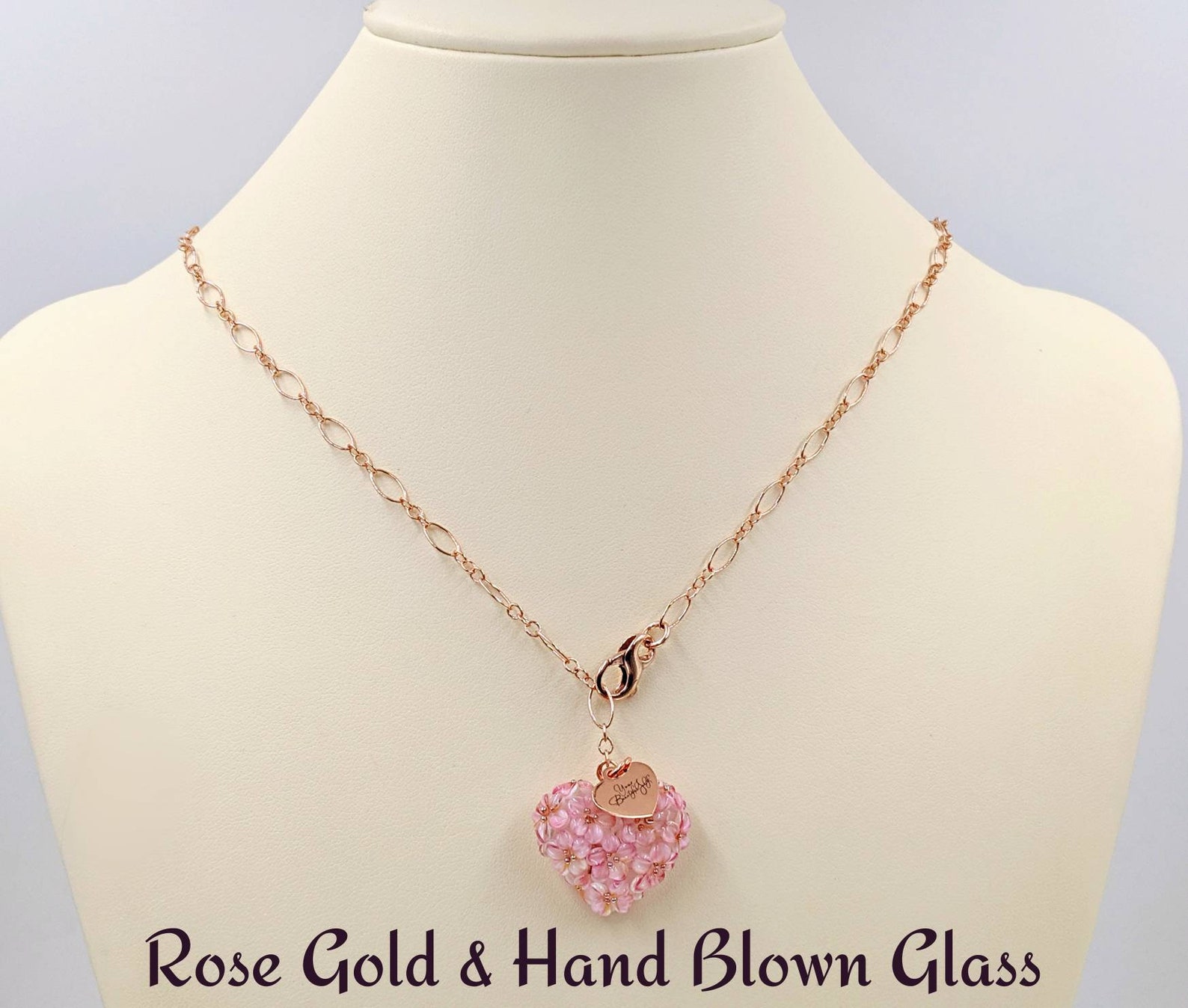 Rose Gold Infinity Necklace With Glass Daisy Flower Pink | Etsy