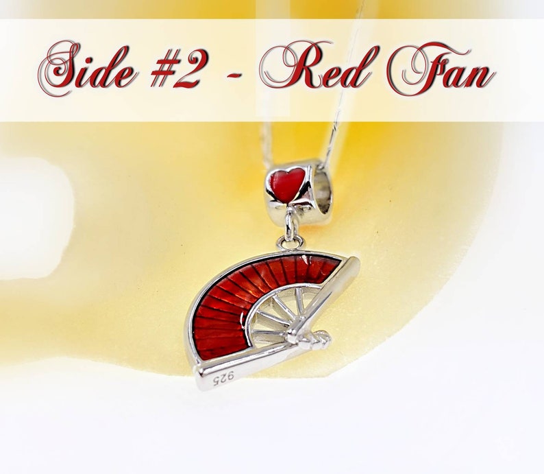 Reversible Fan Necklace Folding Fan Charm Necklace W 925 - Etsy