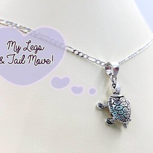 Moving Legs Sea Turtle Pendants! Sterling Silver Figaro Chain Necklace ...