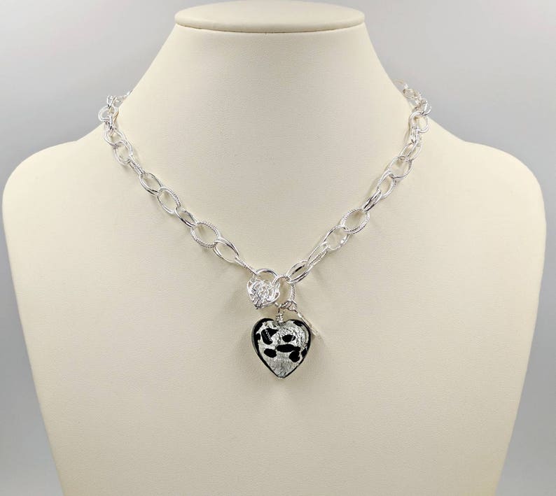 Heart & Lock Sterling Fancy Double Link Chain Necklace W | Etsy