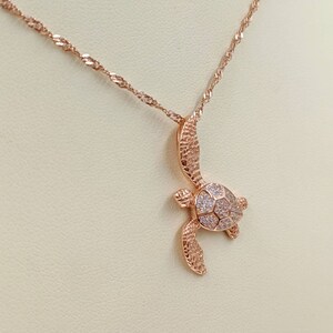 Rose Gold Sea Turtle Necklace; 925 Sterling & Rose Turtle, 925 Rose ...