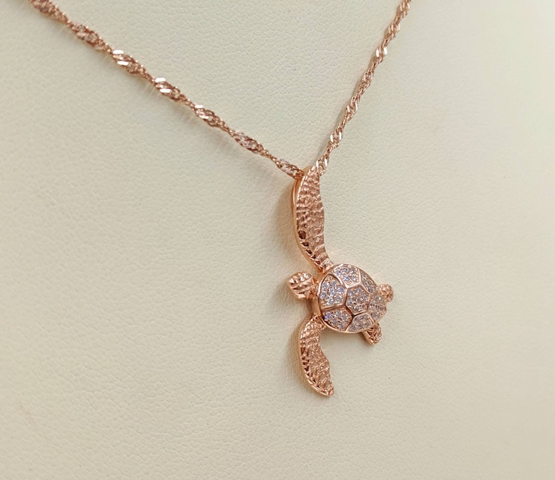 Rose Gold Sea Turtle Necklace 925 Sterling & Rose Turtle 925 | Etsy