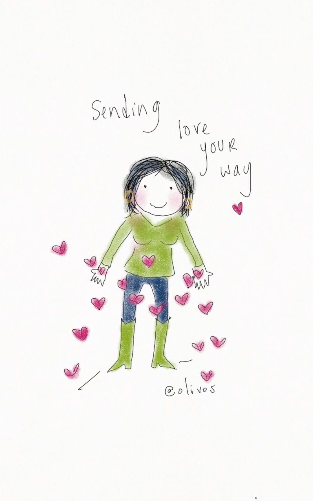 Sending Love Print - Doodle Wall Art - Gift for Her - Gift for Him ...