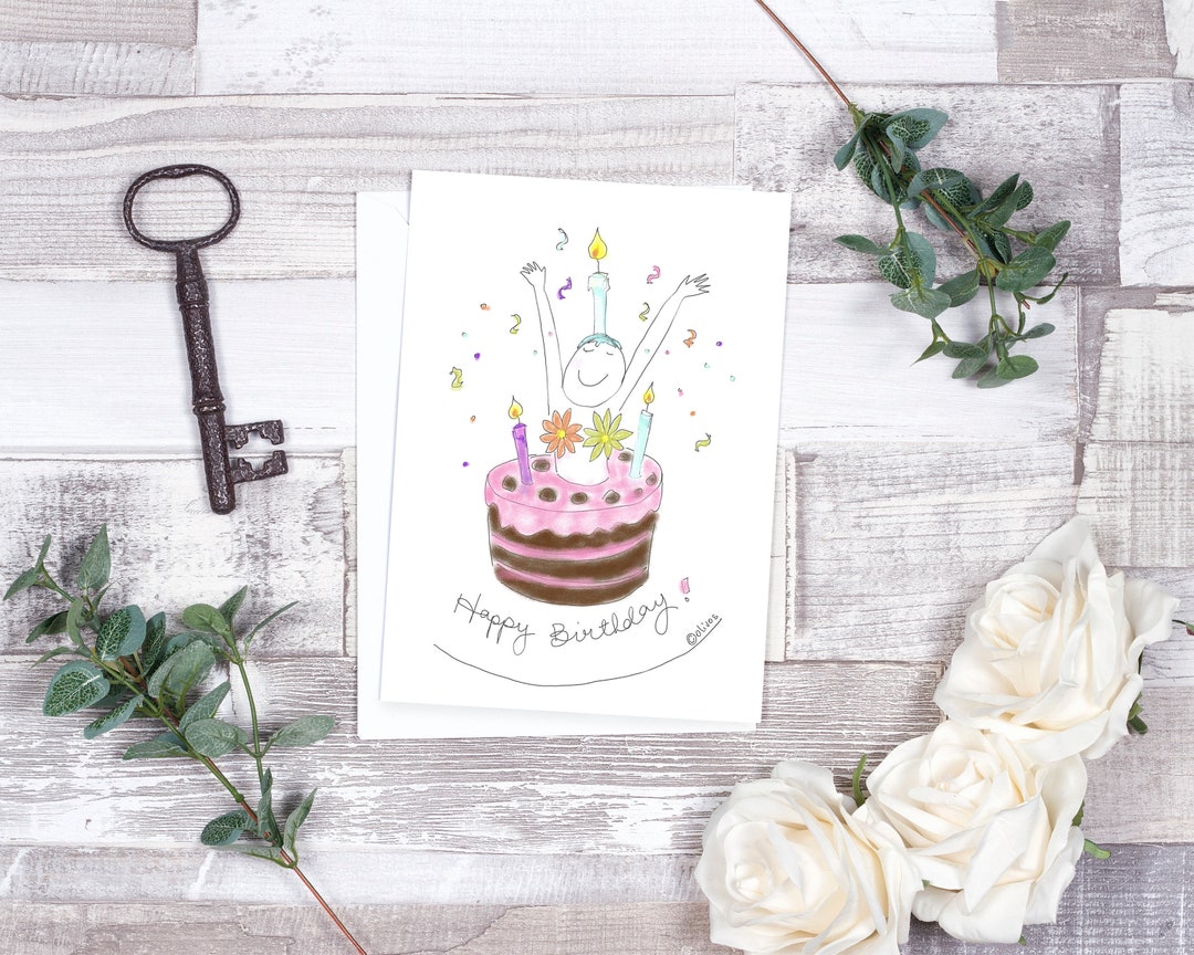 Happy Birthday Greeting Card Cake Surprise Cake Card for - Etsy