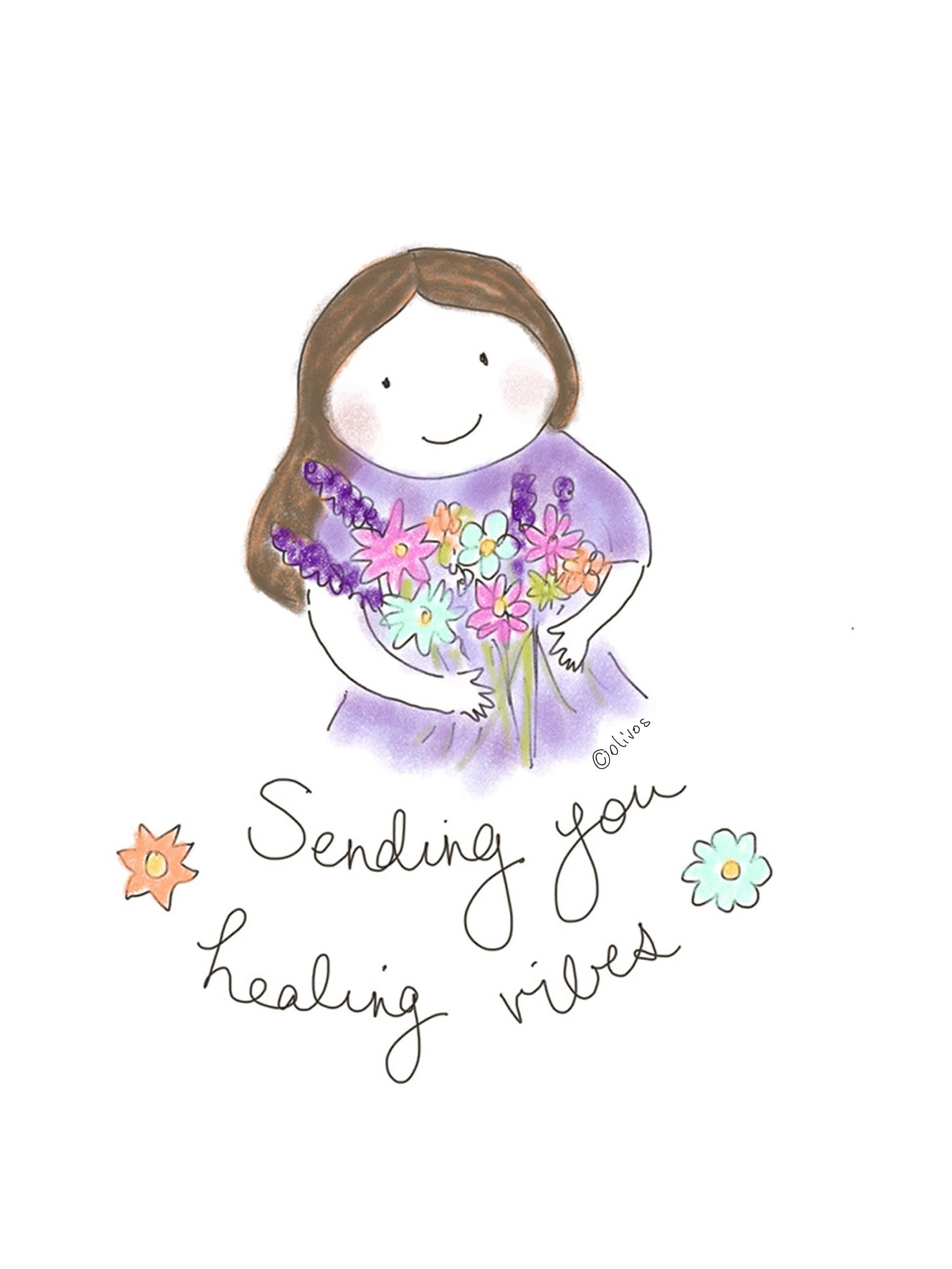 Sending Healing Vibes Flowers Greeting Card - Etsy