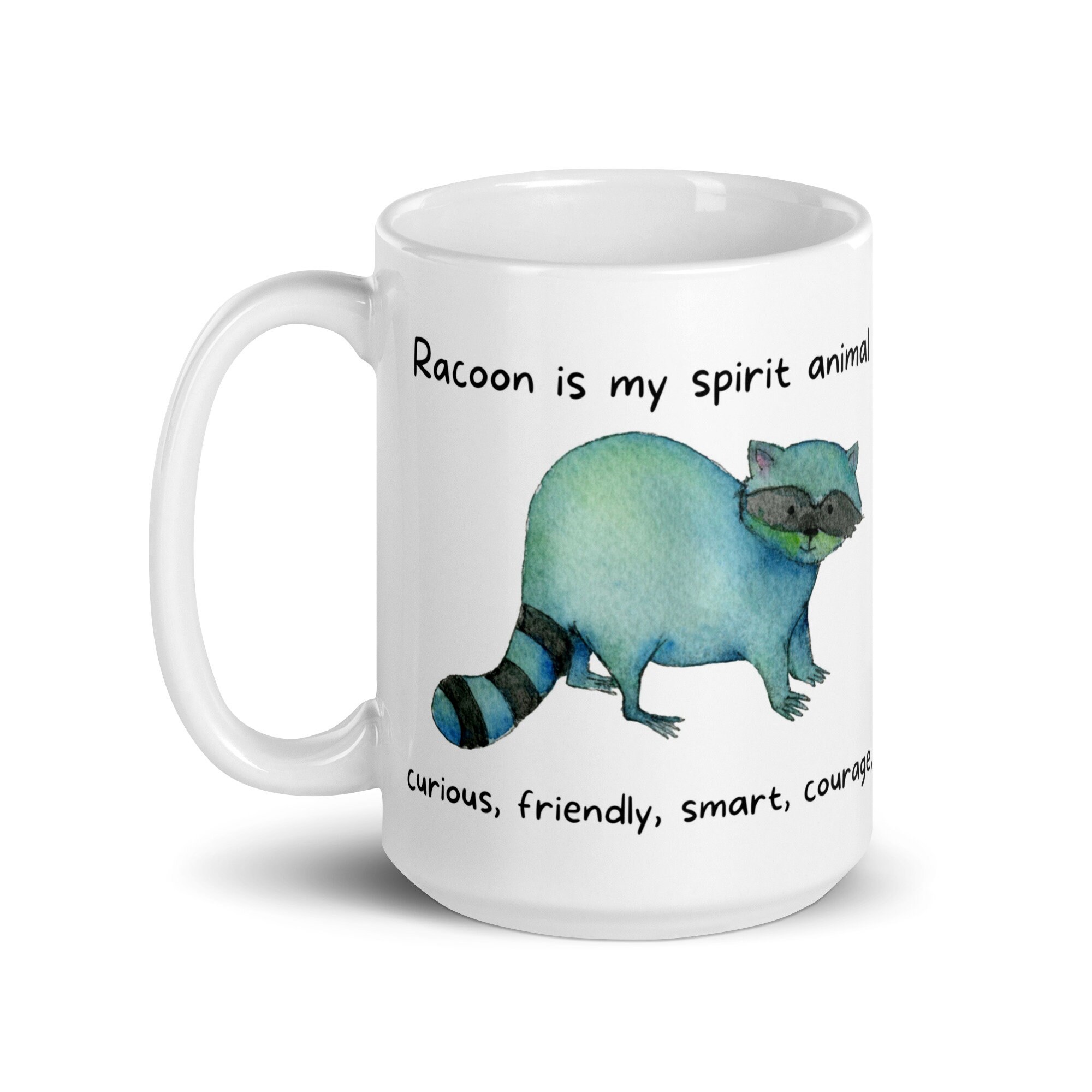 Racoon Lover Cup, Racoon Spirit Animal White Glossy Mug - Etsy