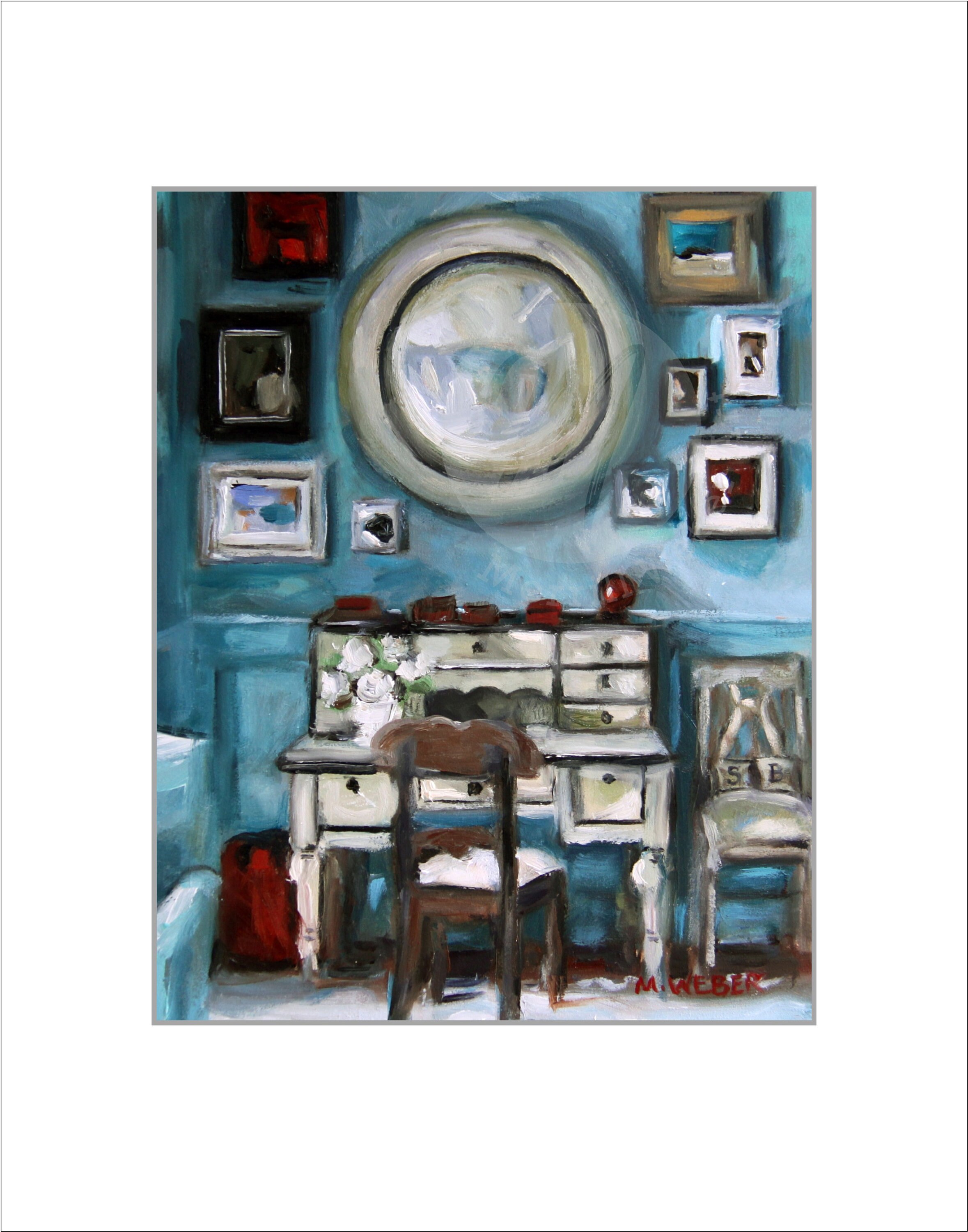 BLUE ROOM in HARLEM Matted Fine Art Print Room Interior Oil - Etsy