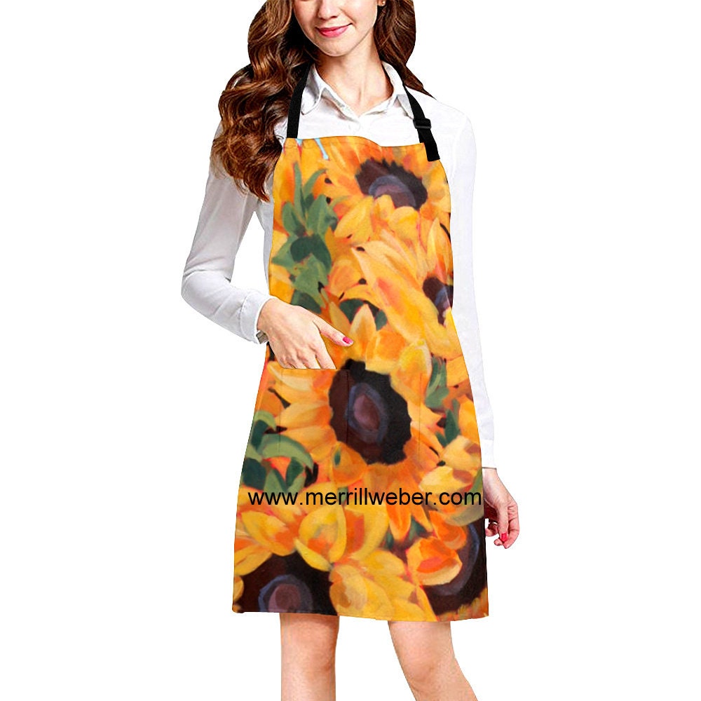 SUNFLOWER APRON From Floral Sunflower Painting by Merrill - Etsy