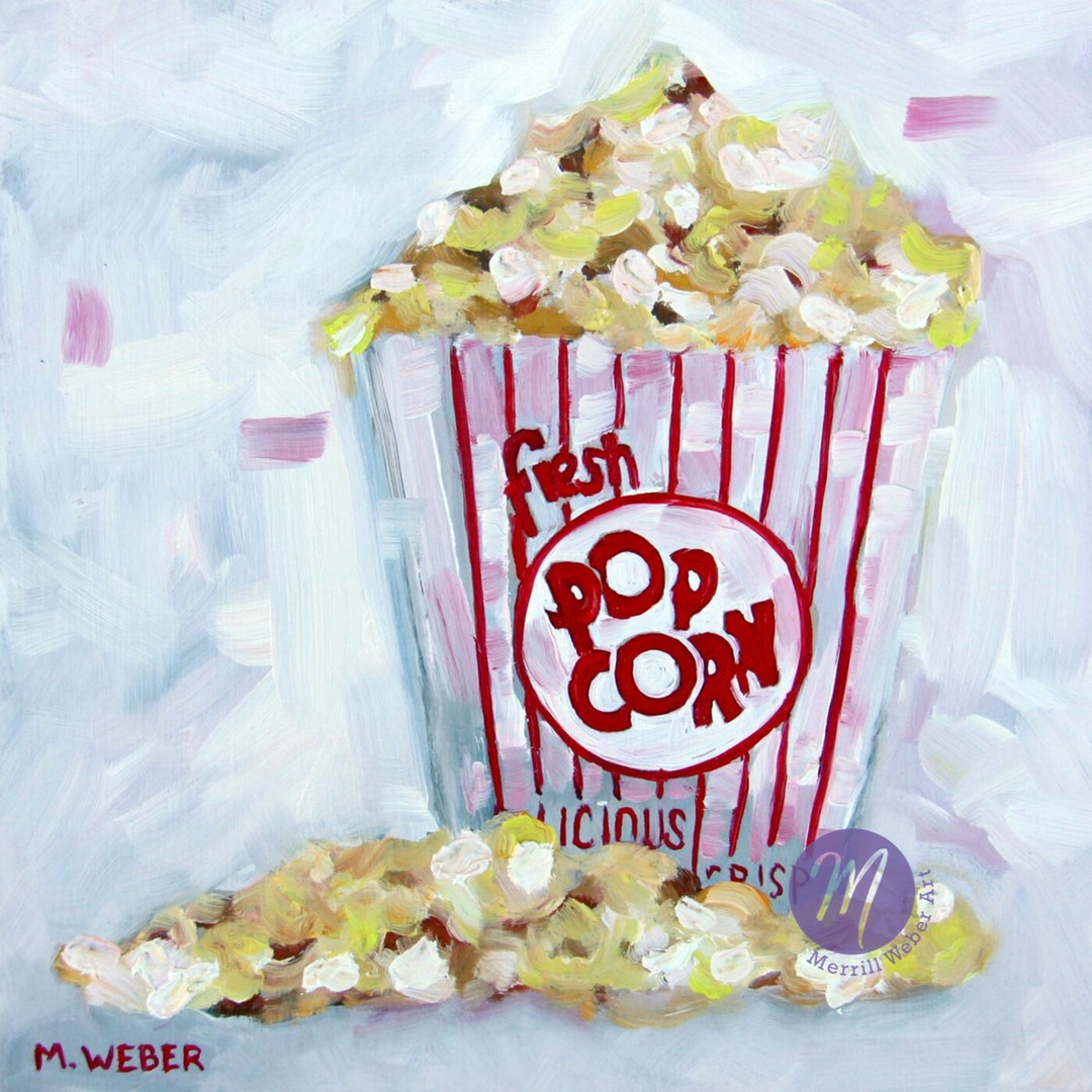 POPCORN Original Oil Painting Food Painting, Kitchen Painting, Small ...