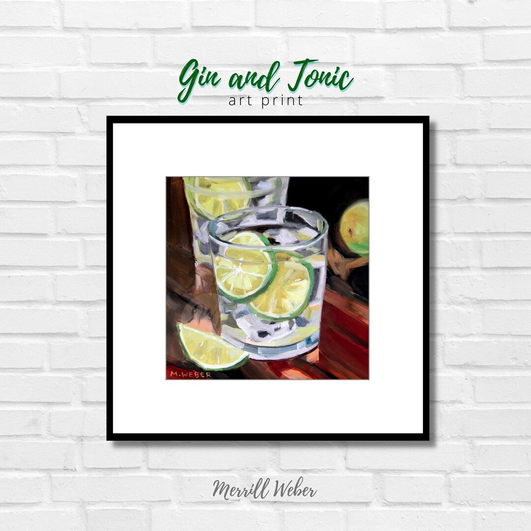 Gin and Tonic Matted FINE ART Print Bar Art GNT With Lime Painting ...