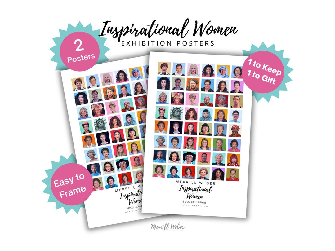 Set of 2 INSPIRATIONAL WOMEN Exhibition Posters Wall Art Oil Painting ...