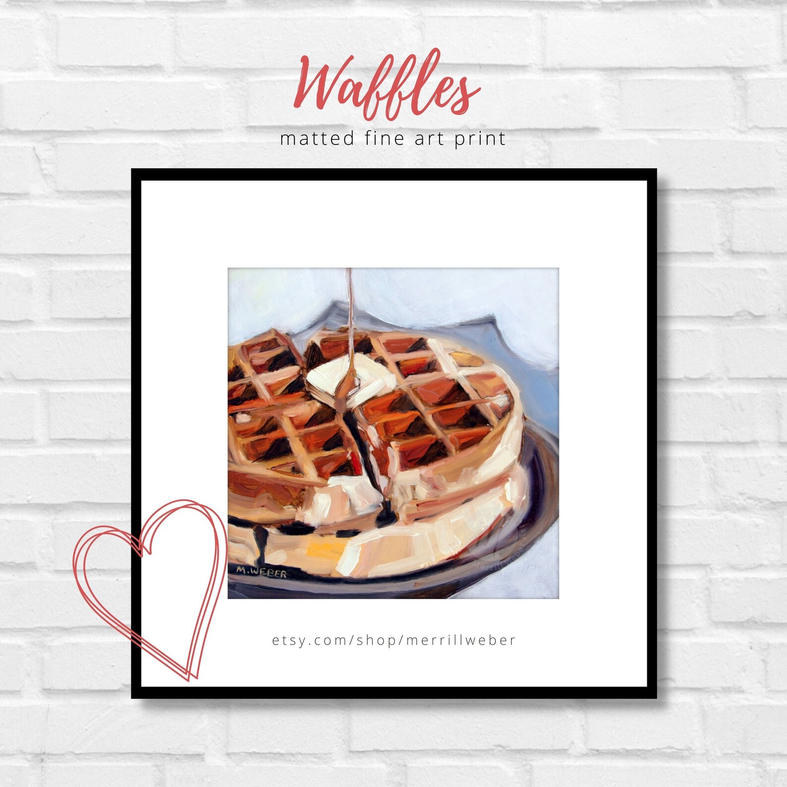 WAFFLES Matted FINE ART Print Breakfast Oil Painting Food Art - Etsy
