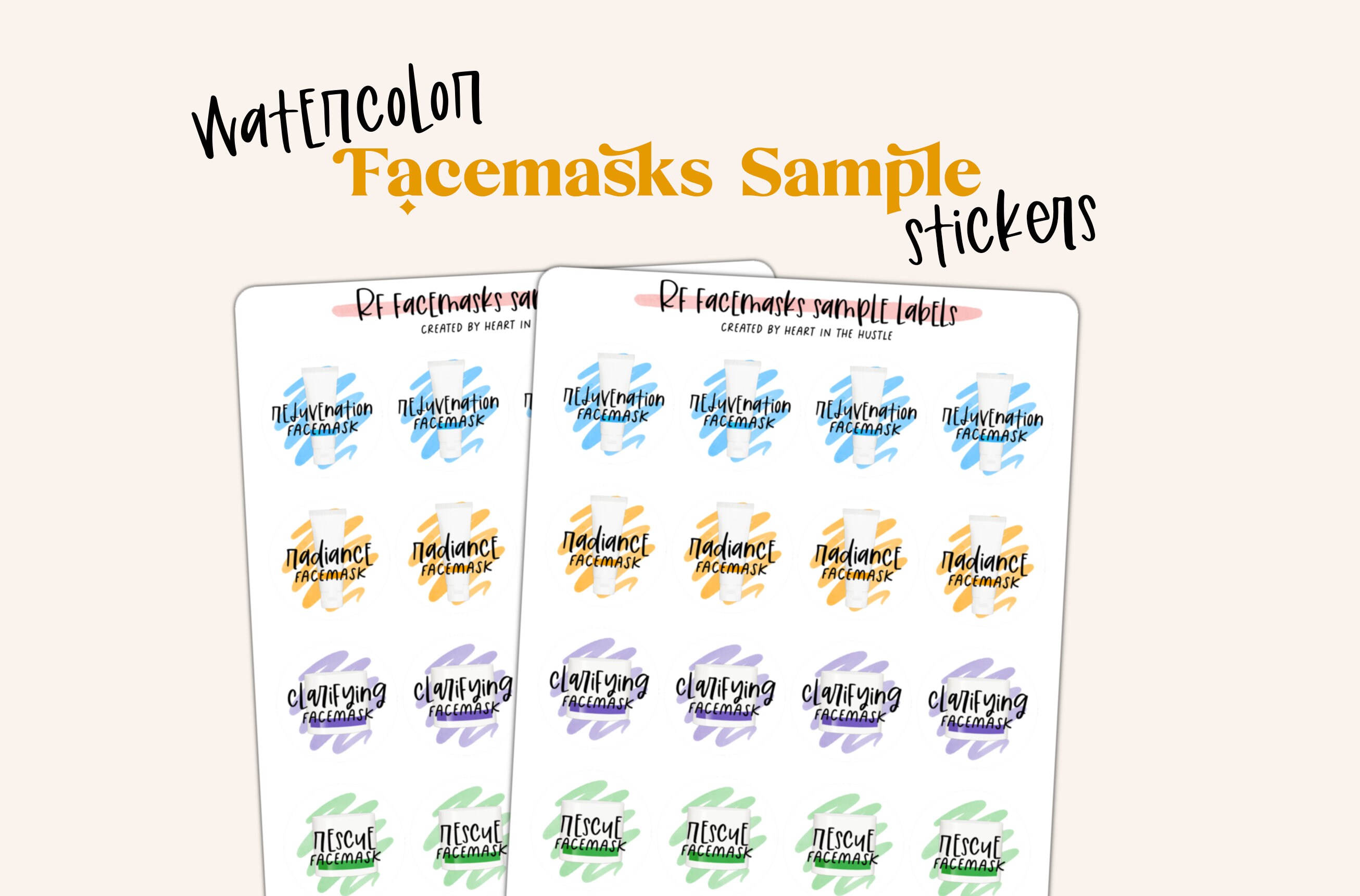 Set of 40 Watercolor Paste Sample Stickers Paper Paper & Party Supplies ...