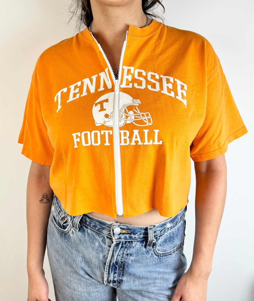 Vintage University of Tennessee Football Cropped Zip-up Tee (L) - Etsy