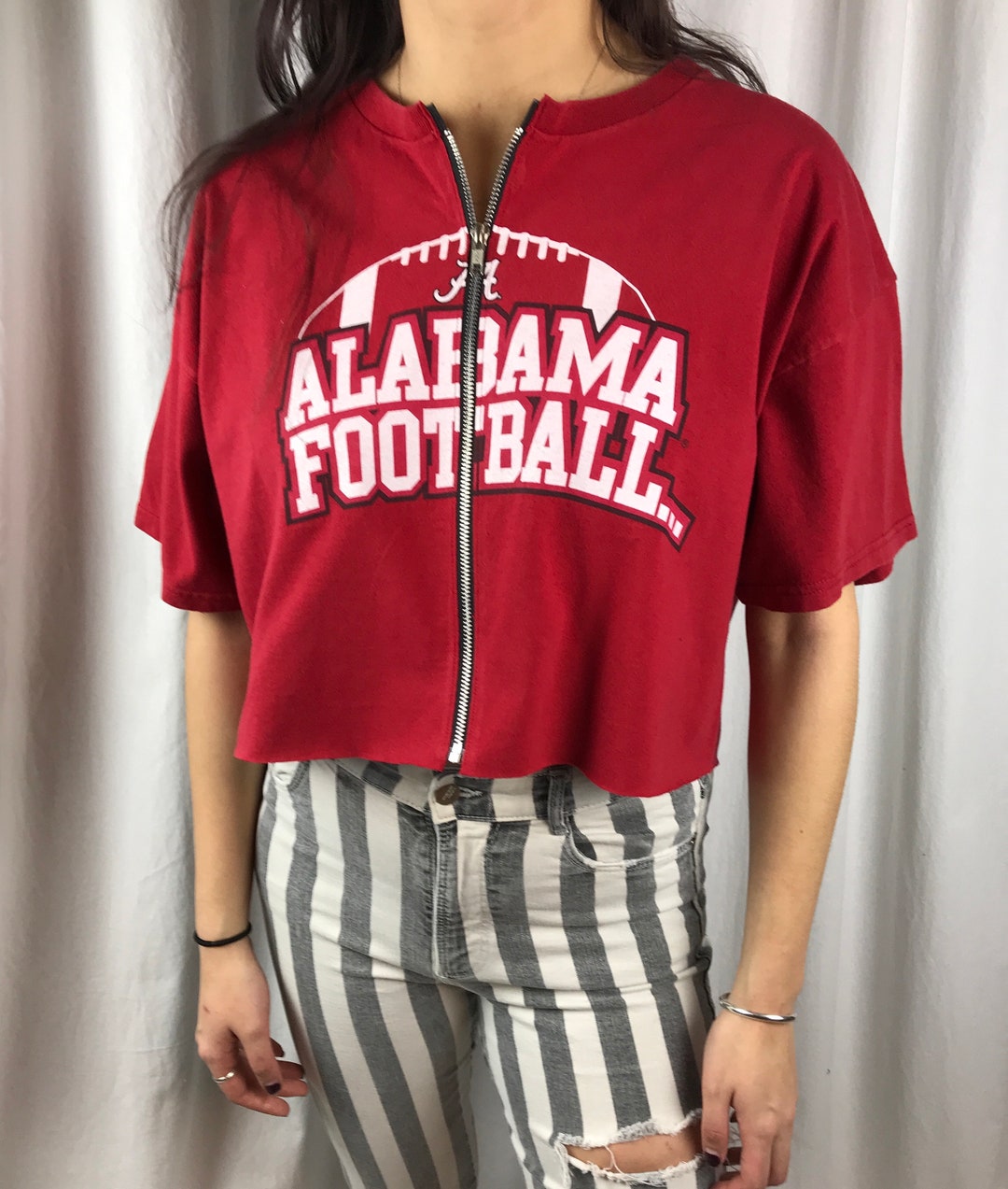 Vintage University of Alabama Football Cropped Zip-up Tee (XL) - Etsy