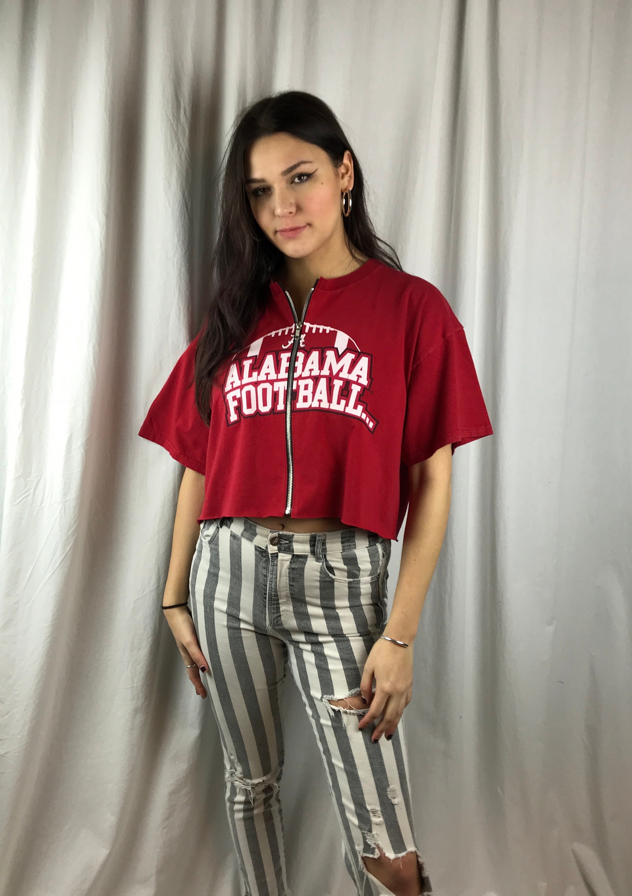 Vintage University of Alabama Football Cropped Zip-up Tee (XL) - Etsy