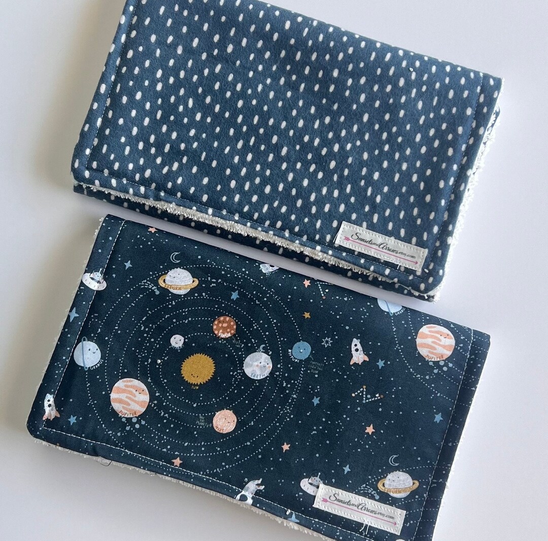 Outer Space Burp Cloth Set / Solar System Burp Cloth Set / Stars and ...